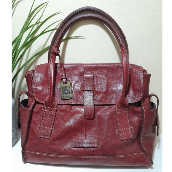 Frye | Bags | Frye Leather Tote Bag Large Red Brown Color Made In ...
